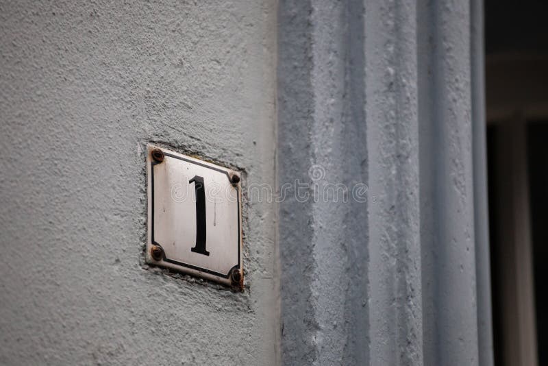 Number 1 House Number Sign on Gray Wall Stock Image - Image of home ...