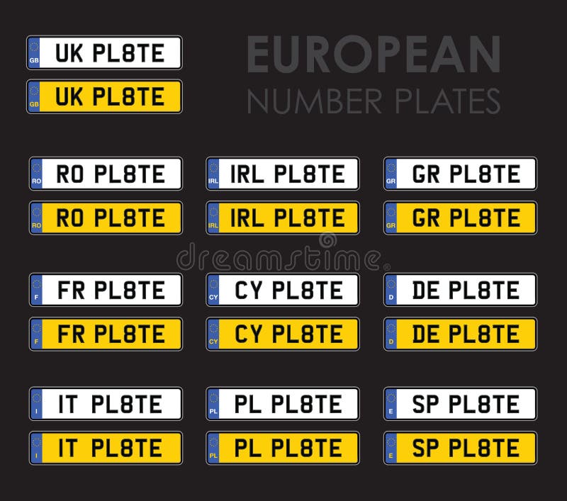 Vehicle Registration Plates - Cdr Format Stock Vector - Illustration of ...