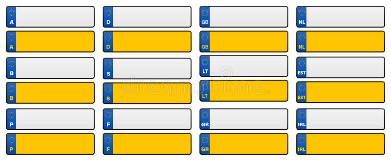 European Number Plates. Collection Car Number Plates. Vector ...