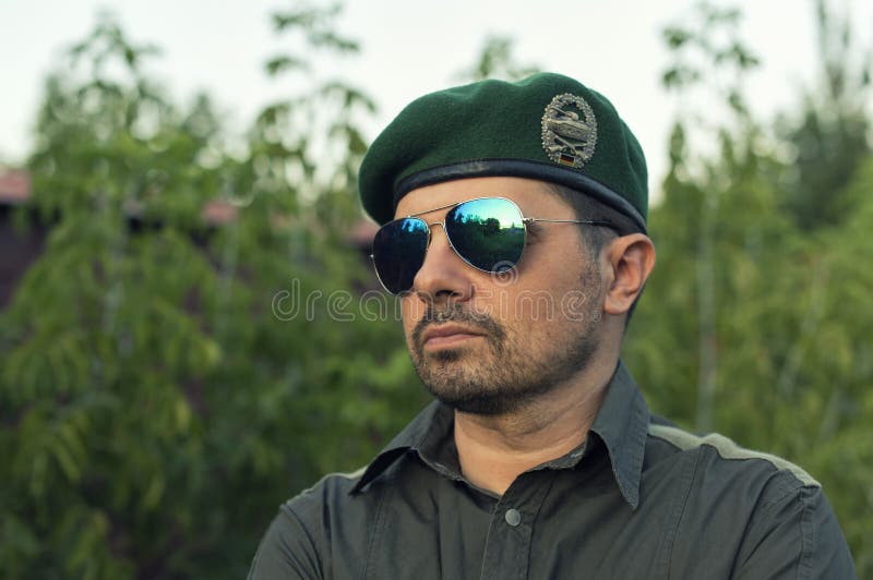 European Officer in a Green Beret Stock Image - Image of modern ...