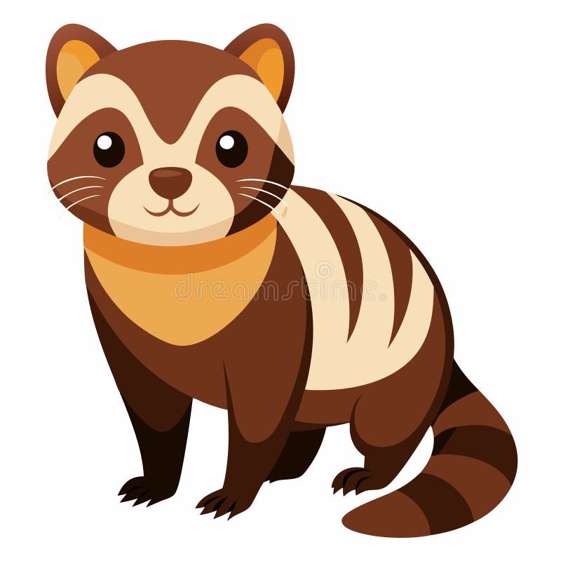 European Polecat Rodent Knocks Kawaii Stock Illustration - Illustration ...