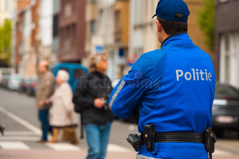 European Police Blue Uniform Back One Editorial Image - Image of guys ...