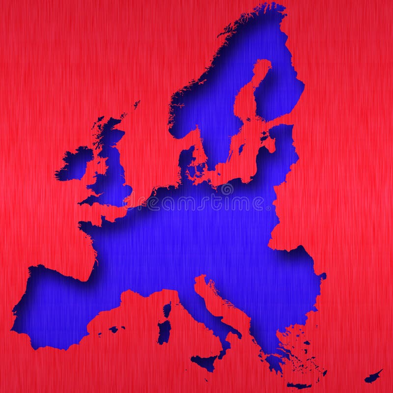European Red Map in Blue Background Stock Illustration - Illustration ...