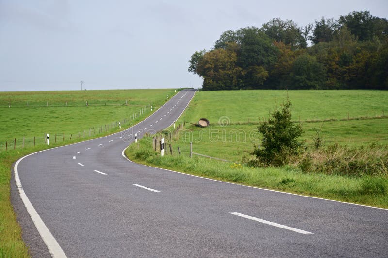 European Road in Perspective in Countryside Stock Image - Image of ...