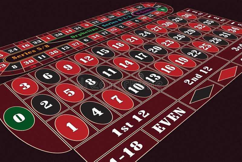 European Roulette Table Perspective Raster Illustration Stock ...