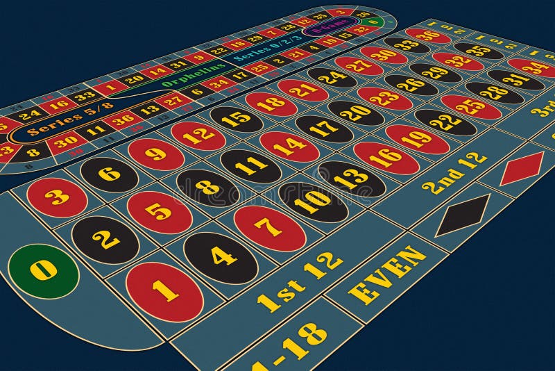 European Roulette Table Perspective Raster Illustration Stock ...
