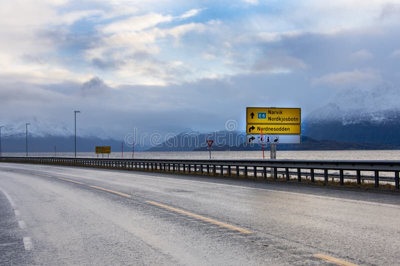 European Route E6 stock photo. Image of sign, highway - 393916142