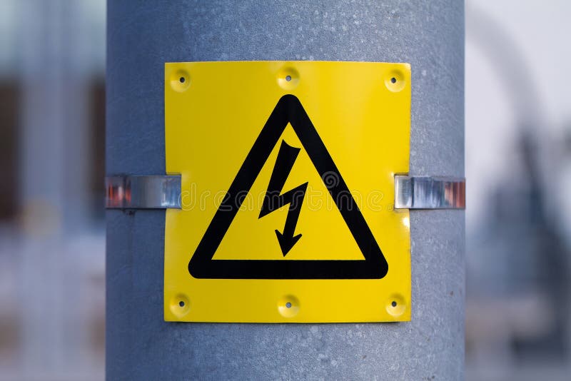 European Sign of High Voltage Stock Photo - Image of yellow, high: 69539922