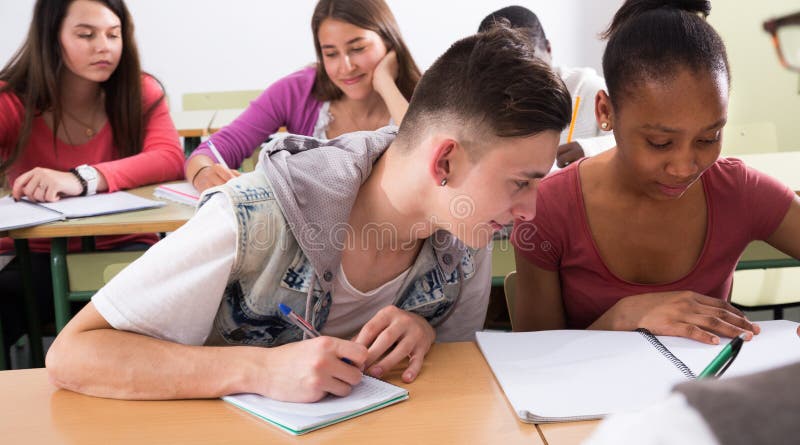 European Student Write Off from Notebook Aframerican Studentgirl in ...