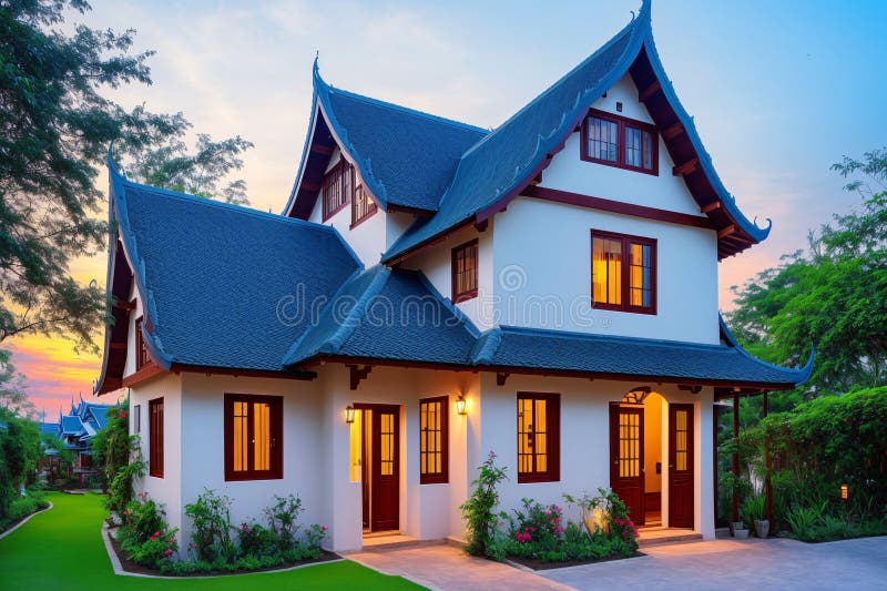 European Style Building in Thailand. Stock Illustration - Illustration ...