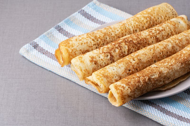 European Style Pancakes on a Plate, with Copy Space for Text Stock ...