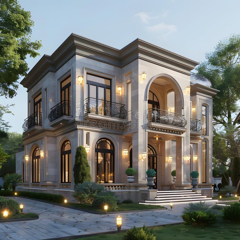 European Style Villa Generated Using AI. Stock Illustration ...