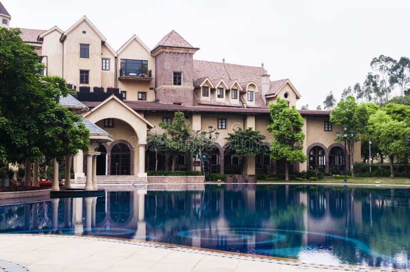 European Style Villas and Pool Stock Image - Image of club, travel ...