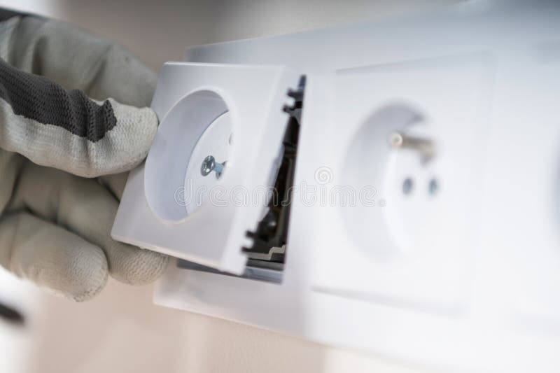 European System Power Outlets Installation Stock Photo - Image of watt ...