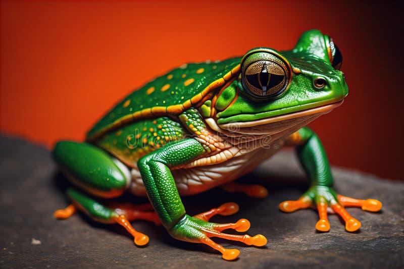 European Tree Frog, Hyla Arborea Isolated on Solid Colour Background ...