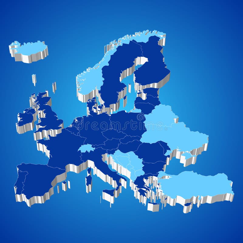 European Union Countries, Blue Illustration Stock Illustration ...