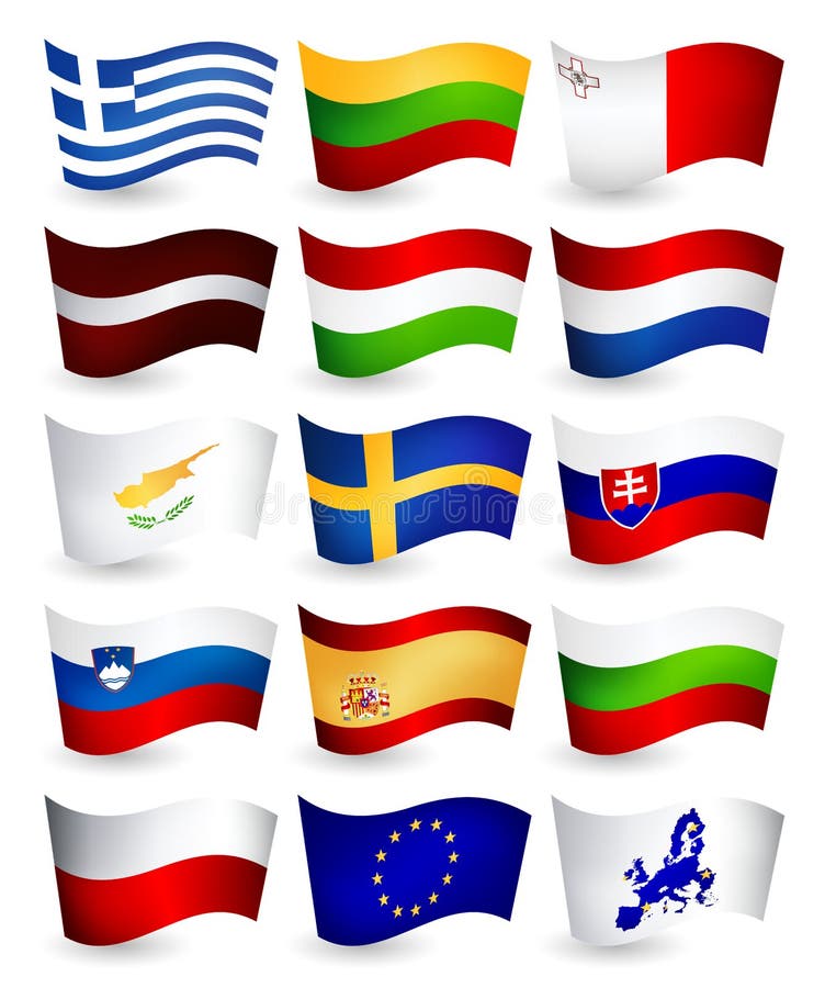 European Union Country Flying Flags Part 2 Stock Vector - Illustration ...