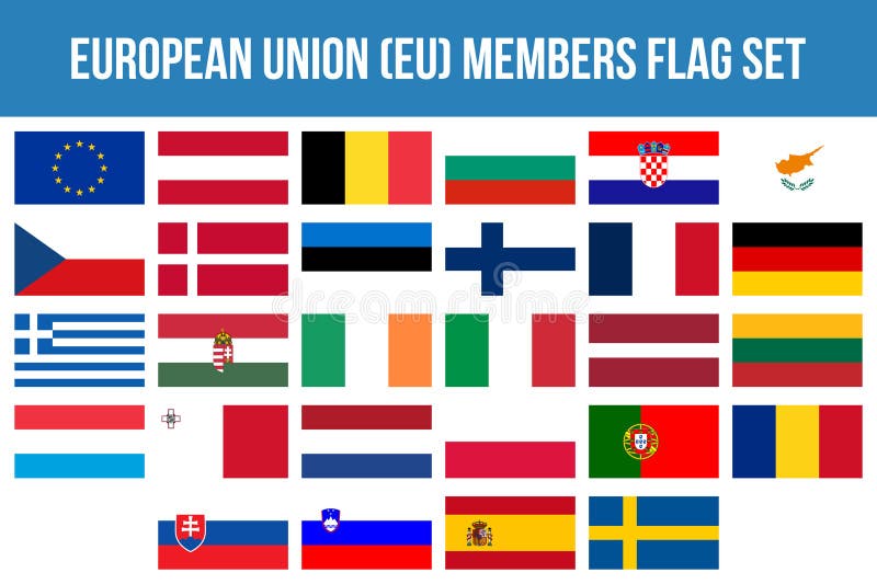 European Union, EU Members Flag Set Vector Illustration Stock Vector ...
