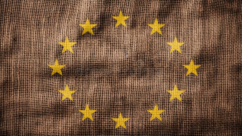 European Union Flag Background with Burlap Texture Stock Image - Image ...