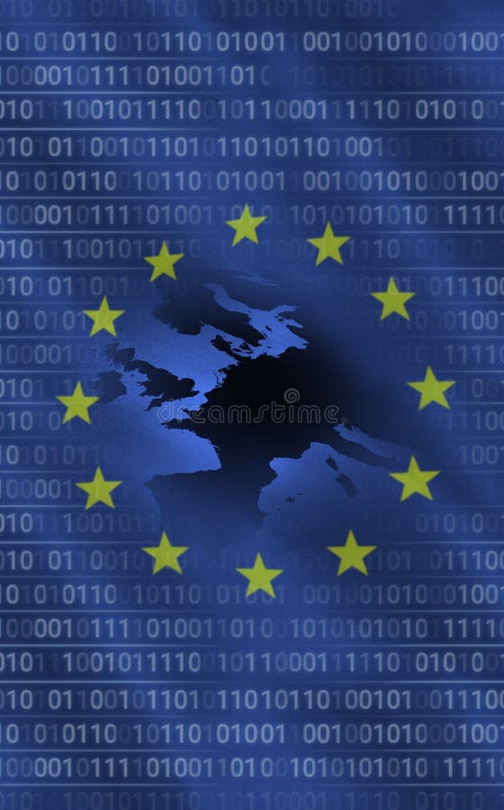 European Union Flag with Binary Codes Stock Illustration - Illustration ...