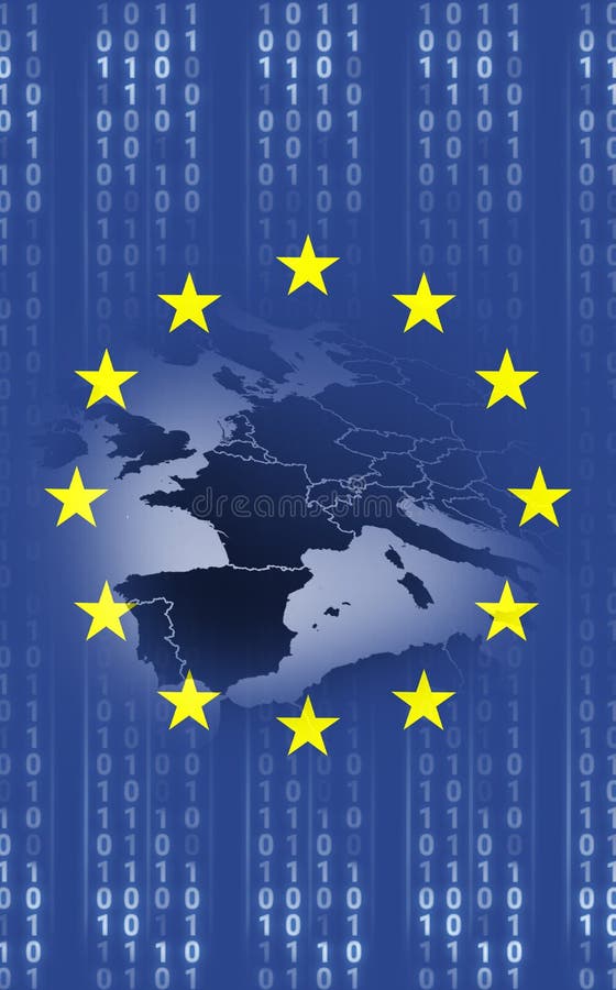 European Union Flag with Binary Codes Stock Illustration - Illustration ...