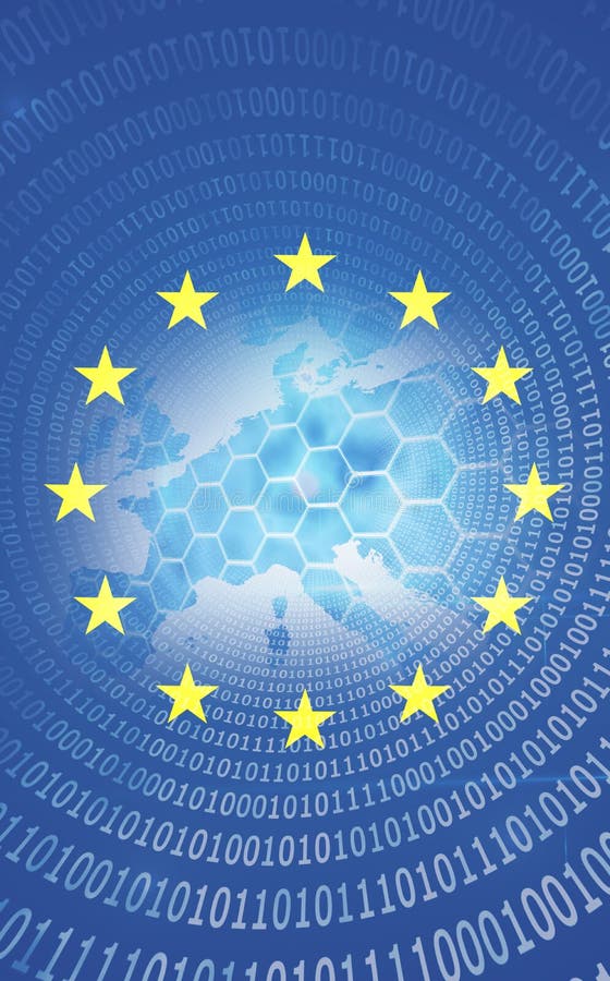 European Union Flag with Binary Codes Stock Illustration - Illustration ...