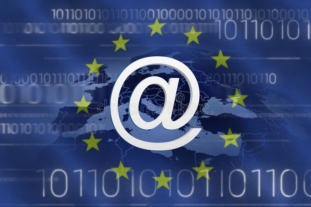 European Union Flag with Binary Codes and Sign Stock Image - Image of ...