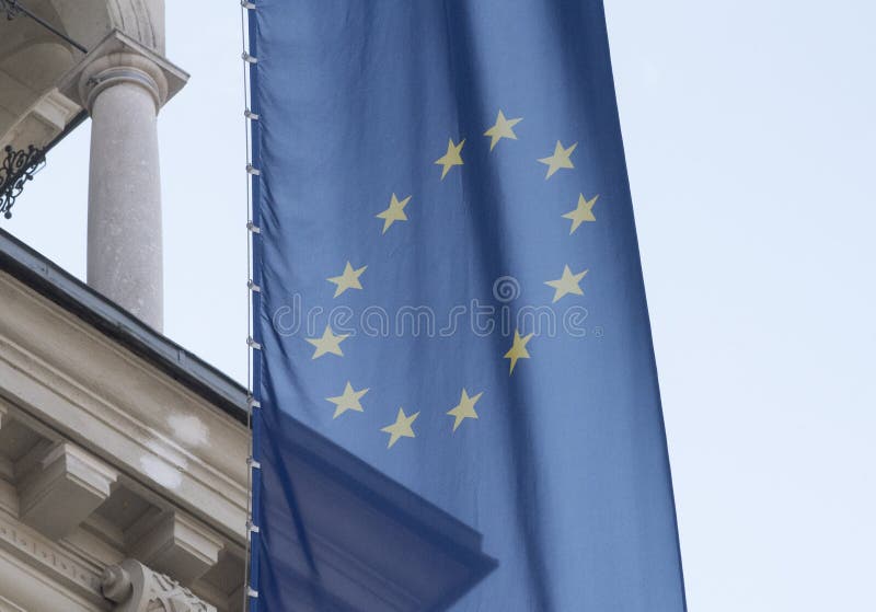 European Union Flag, Blue Flag with Yellow Stars Stock Image - Image of ...