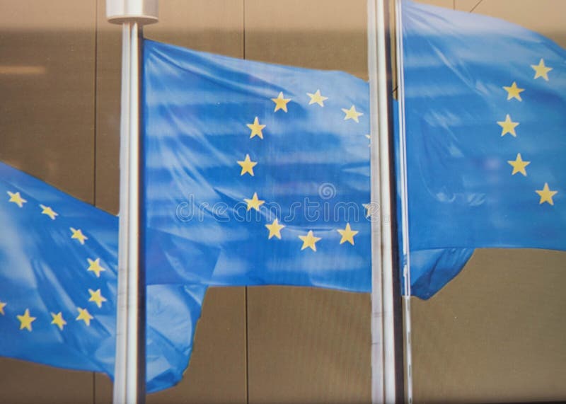 European Union Flag, Blue Flag with Yellow Stars Stock Image - Image of ...
