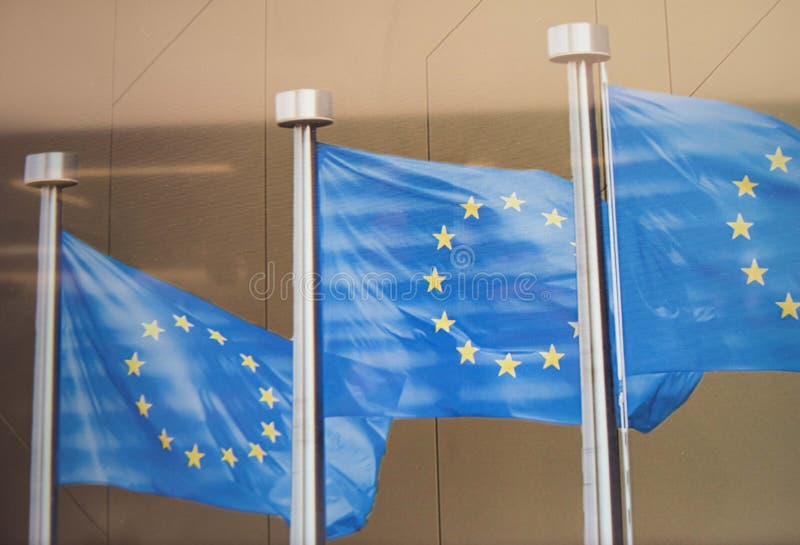 European Union Flag, Blue Flag with Yellow Stars Stock Image - Image of ...