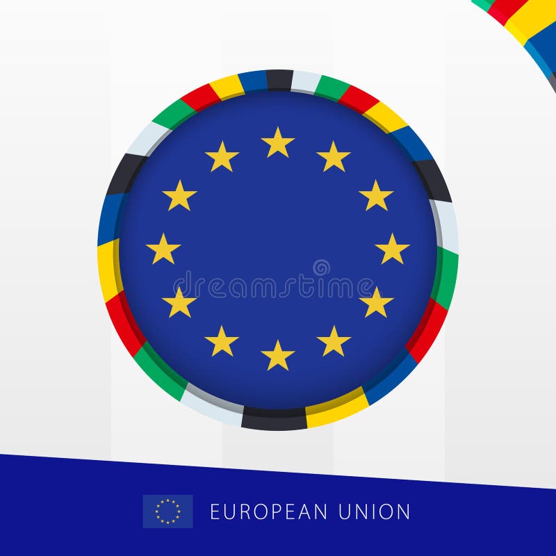 European Union Flag with Colorful Circle Border Stock Vector ...