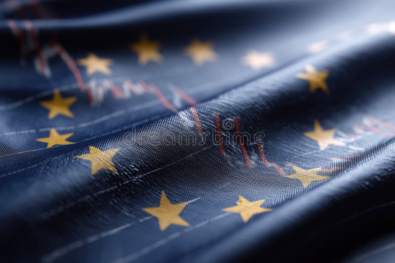 European Union Flag with Decreasing Stock Market Stock Illustration ...