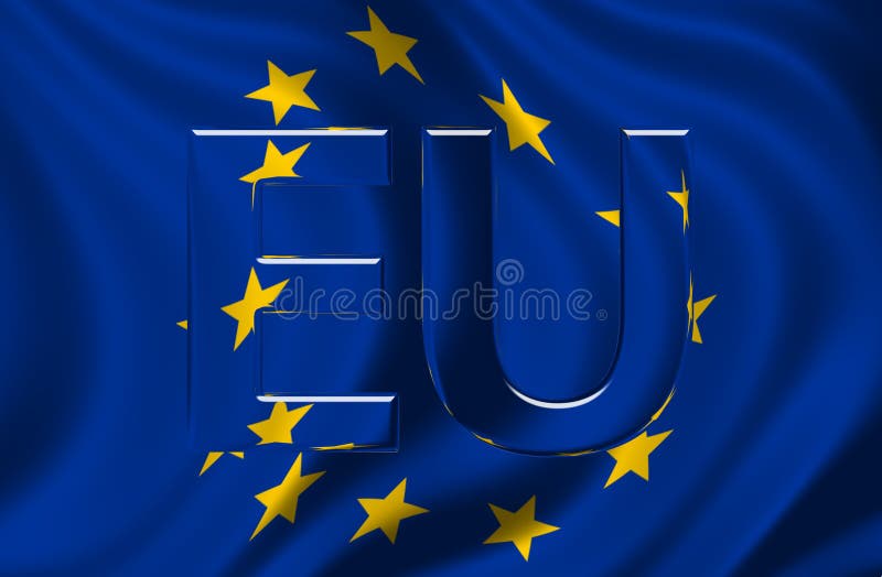 European Union Flag with EU Text Stock Illustration - Illustration of ...