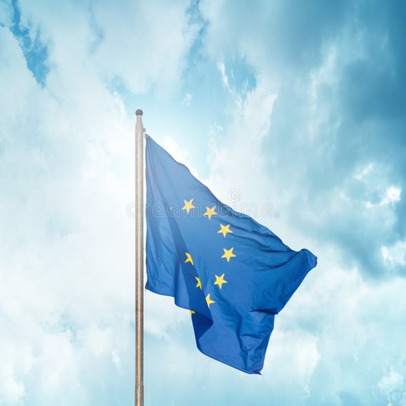 The European Union Flag on the Flagpole Stock Image - Image of flying ...