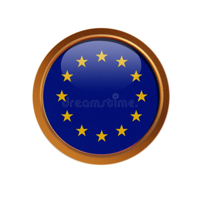 European Union Flag in the Golden Frame Stock Illustration ...