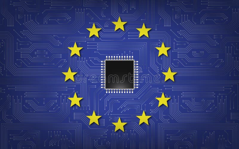 European Union Flag Made of Printed Circuit Boards. Digital ...