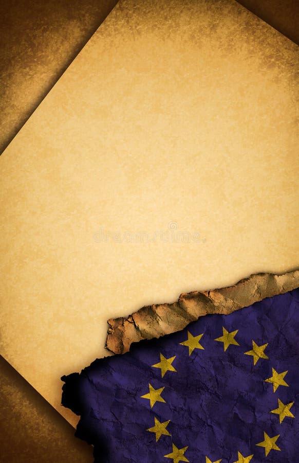 European Union Flag and Old Paper Stock Illustration - Illustration of ...