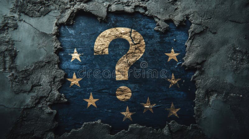 European Union Flag with Question Mark Showing Uncertain Future ...