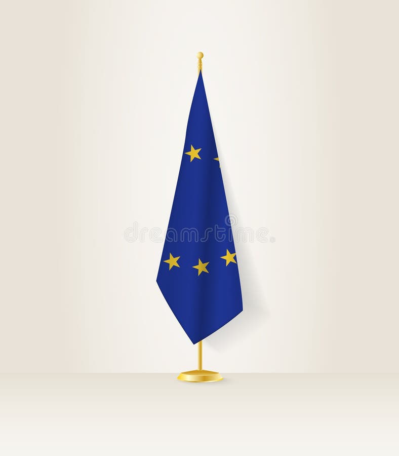 European Union Flag on a Flag Stand Stock Vector - Illustration of ...