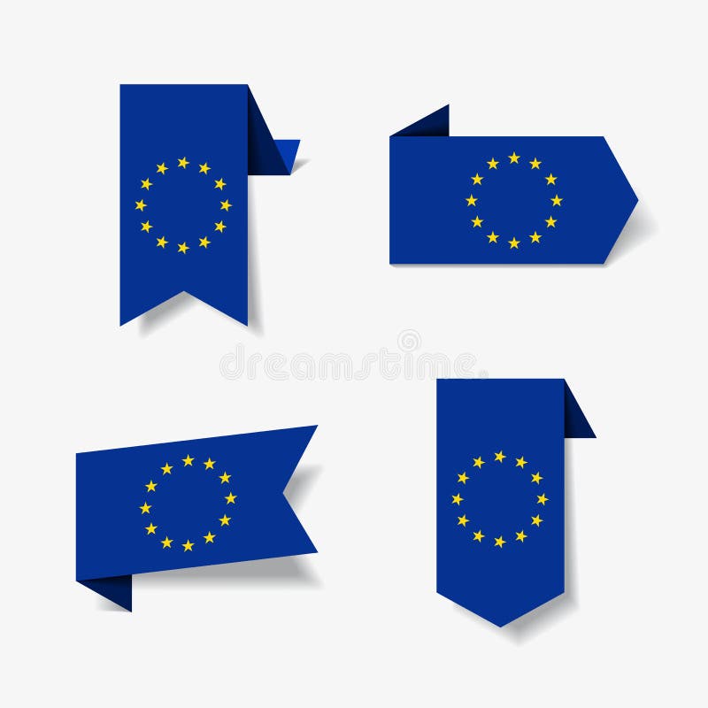 European Union Flag Stickers and Labels. Vector Illustration. Stock ...