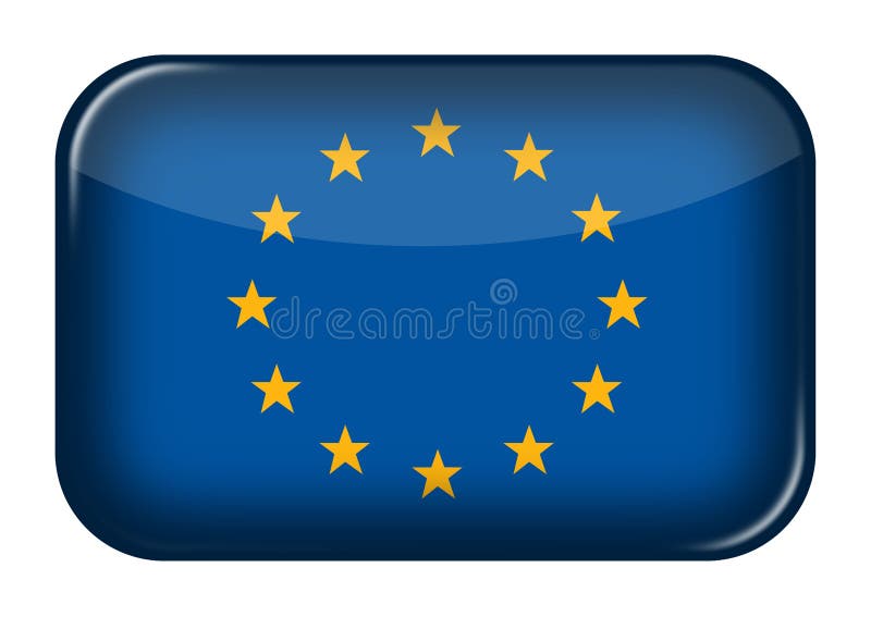 European Union Flag Web Icon Rectangle Button with Clipping Path Stock ...