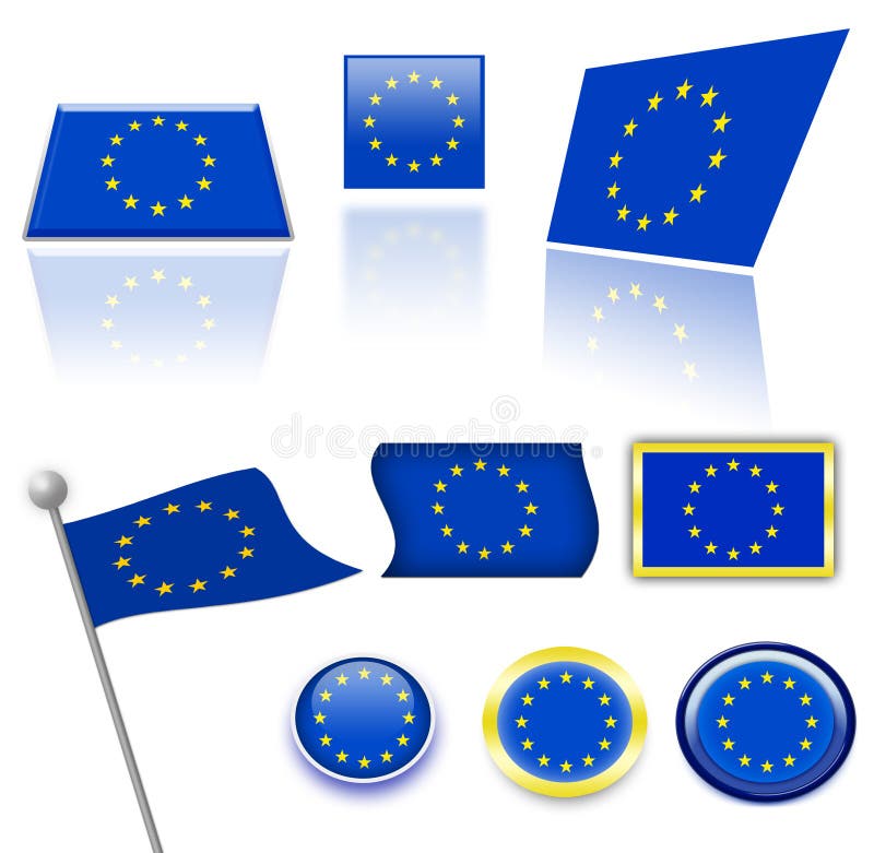 European Union flags stock illustration. Illustration of continent ...