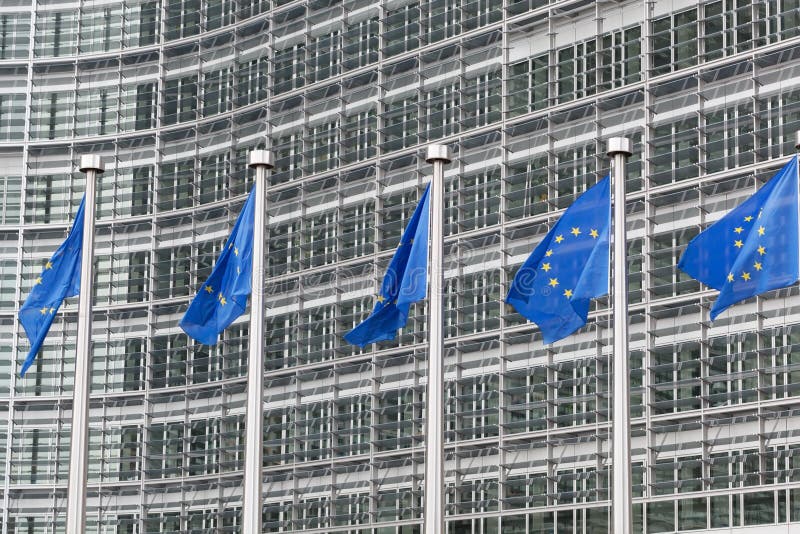 European Commission with EU Flags Stock Image - Image of commission ...