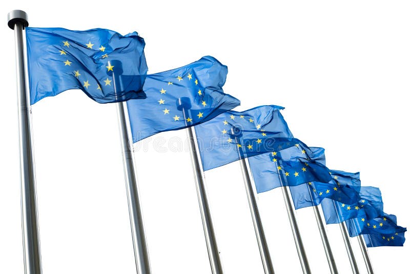 European Union Flags Isolated on White Stock Image - Image of isolated ...