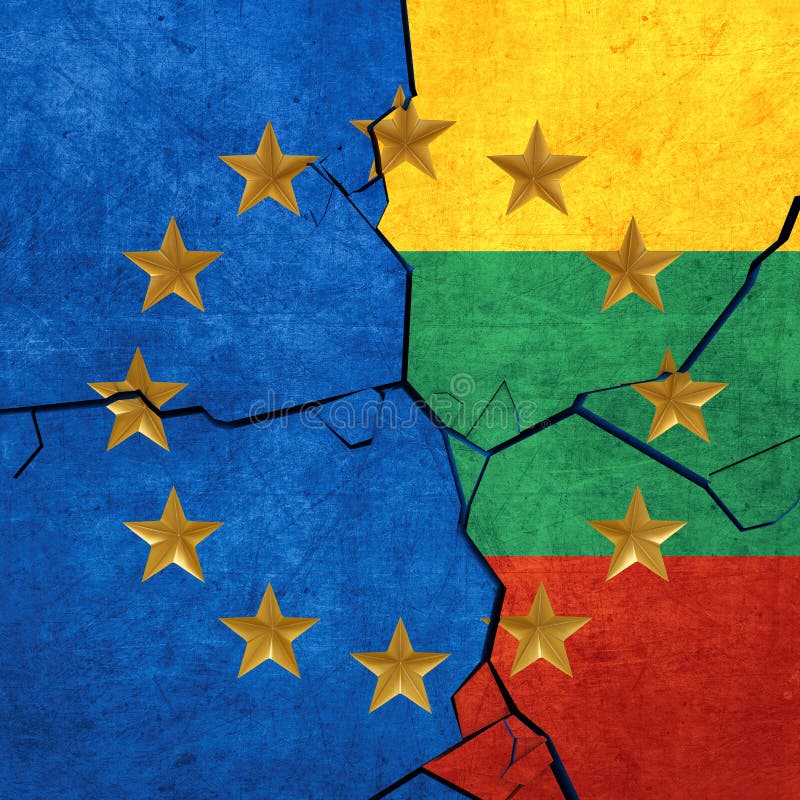 European Union and Lithuania Flags Stock Illustration - Illustration of ...