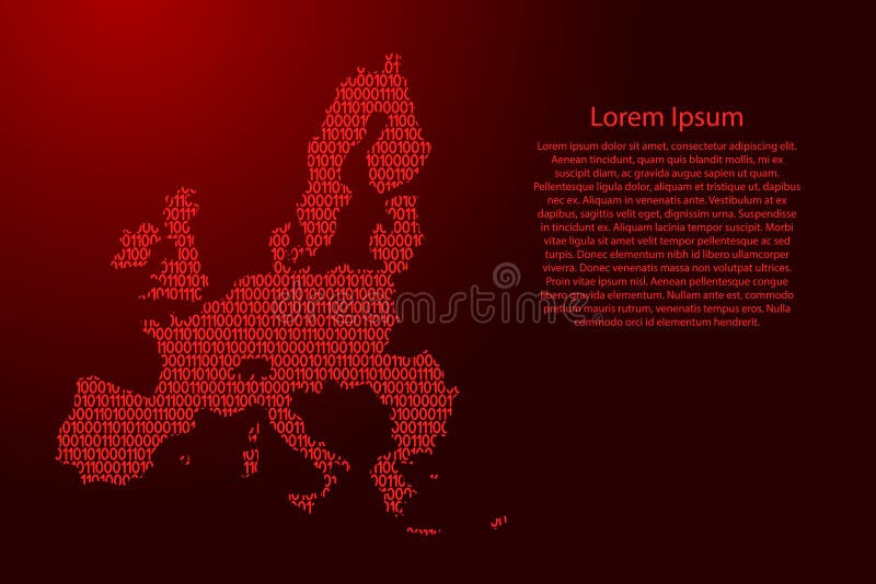 European Union Map Abstract Schematic from Red Ones and Zeros Bi Stock ...