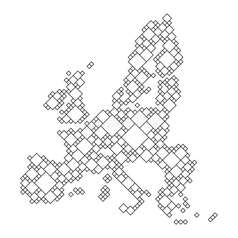 European Union Map from Black Pattern from a Grid of Squares of ...