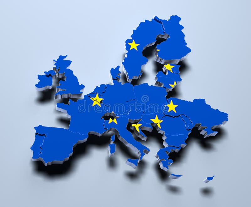 European Union Political Map 3d Rendered Image on White Stock ...