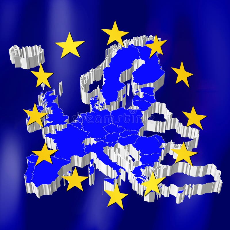 European Union Map and Flag Stock Illustration - Illustration of symbol ...