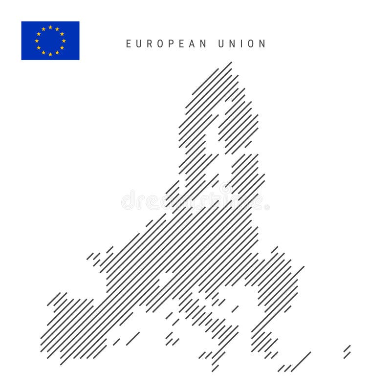 European Union Map without UK from Pattern of Black Slanted Parallel ...